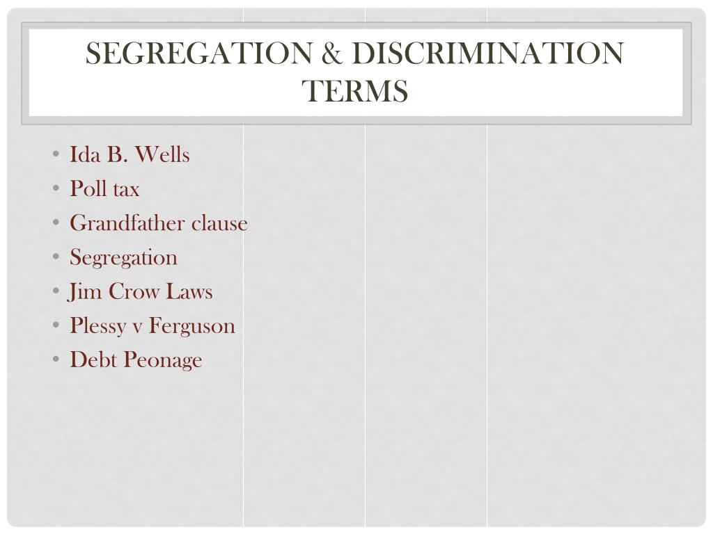 PPT - Segregation & Discrimination terms PowerPoint Presentation, free ...