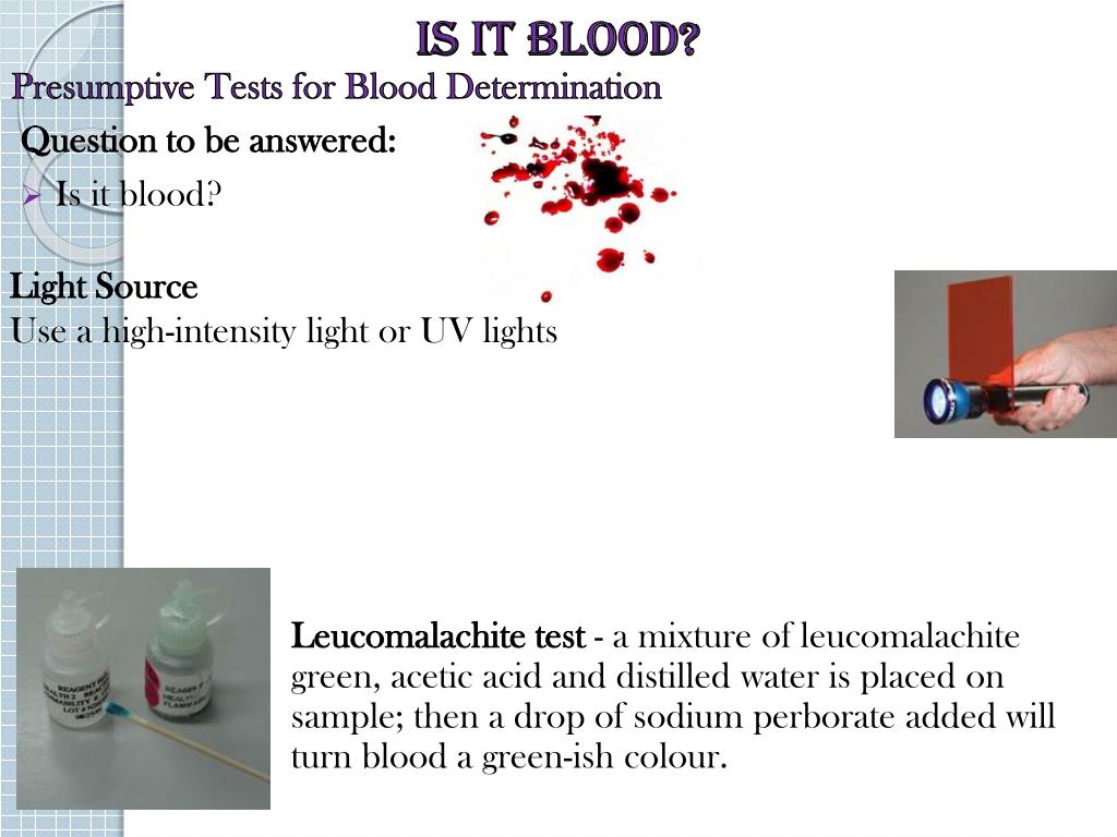 PPT - Presumptive Tests for Blood Determination PowerPoint Presentation ...