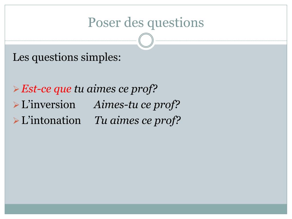 PPT - Poser des questions PowerPoint Presentation, free download - ID ...