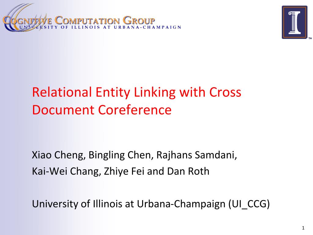 PPT - Relational Entity Linking with Cross Document Coreference ...