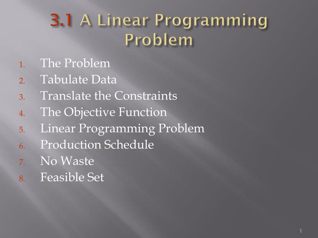 PPT - 3.1 A Linear Programming Problem PowerPoint Presentation, free ...