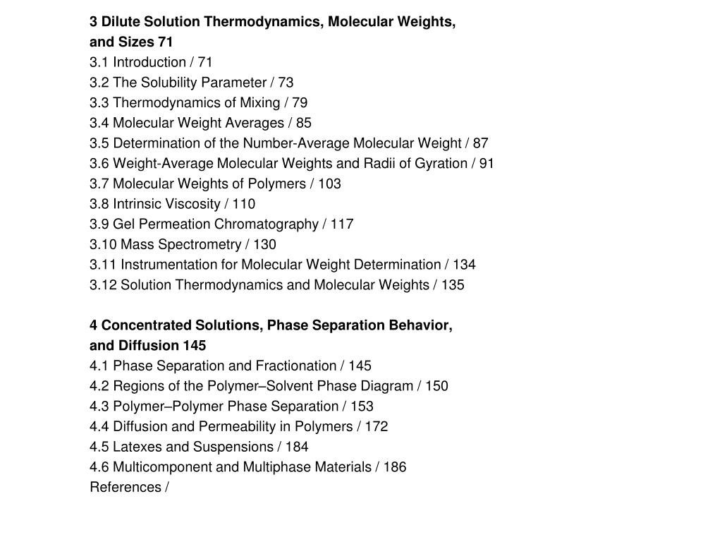 PPT - 3 Dilute Solution Thermodynamics, Molecular Weights, and Sizes 71 ...