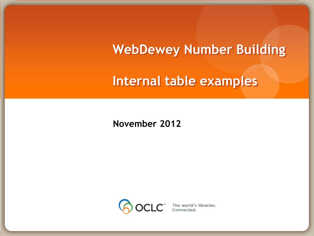 PPT - WebDewey Number Building Internal table examples PowerPoint ...