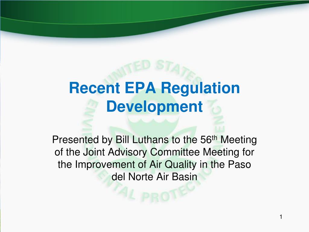 PPT - Recent EPA Regulation Development PowerPoint Presentation, free ...