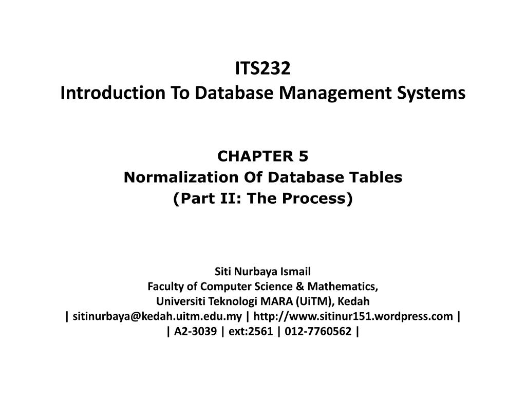 PPT - ITS232 Introduction To Database Management Systems PowerPoint Presentation - ID:1986672
