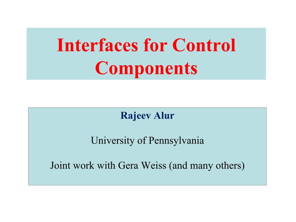 PPT - Interfaces for Control Components PowerPoint Presentation, free ...