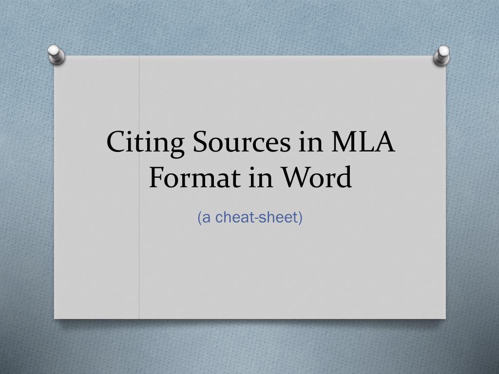 PPT - Citing Sources in MLA Format in Word PowerPoint Presentation ...