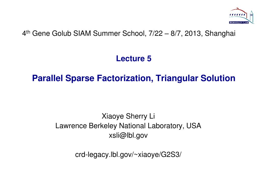Ppt Lecture 5 Parallel Sparse Factorization Triangular Solution