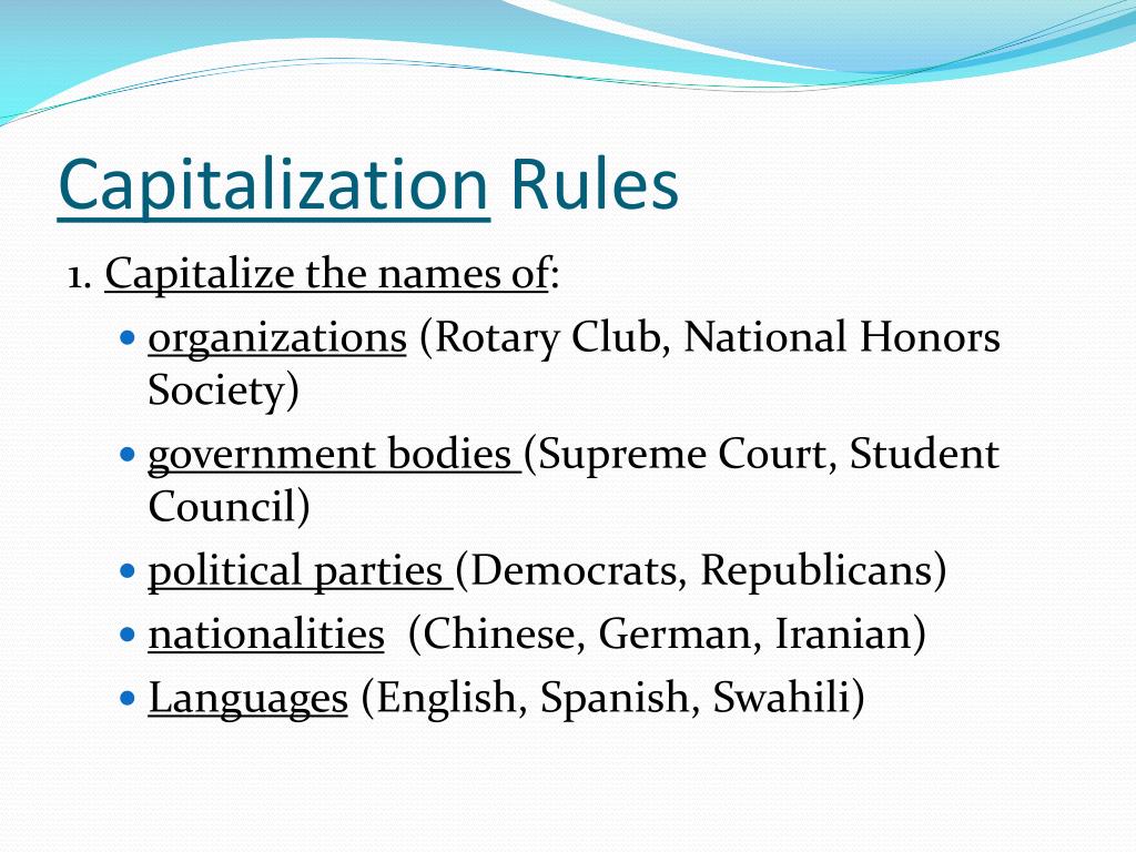 PPT - Capitalization Rules PowerPoint Presentation, free download - ID:2016290
