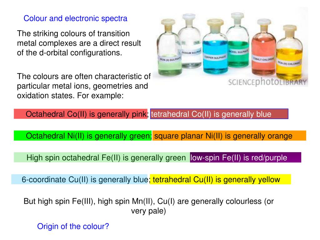 PPT - Colour and electronic spectra PowerPoint Presentation, free ...