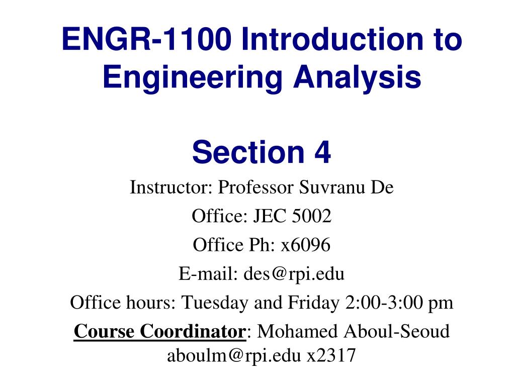 Ppt Engr 1100 Introduction To Engineering Analysis Section 4 0957