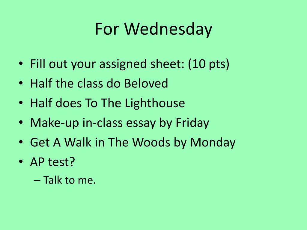 PPT - For Wednesday PowerPoint Presentation, free download - ID:2022986
