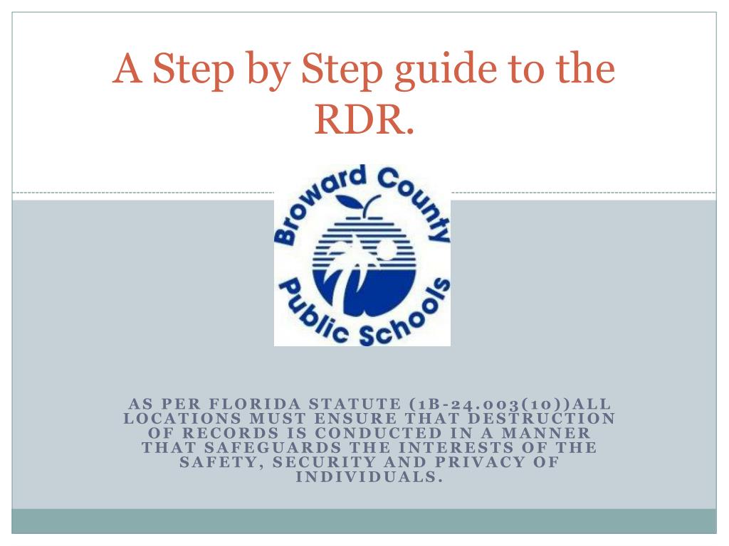 PPT - A Step by Step guide to the RDR. PowerPoint Presentation, free ...