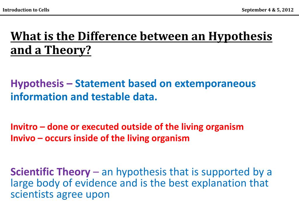 PPT - What is the Difference between an Hypothesis and a Theory ...