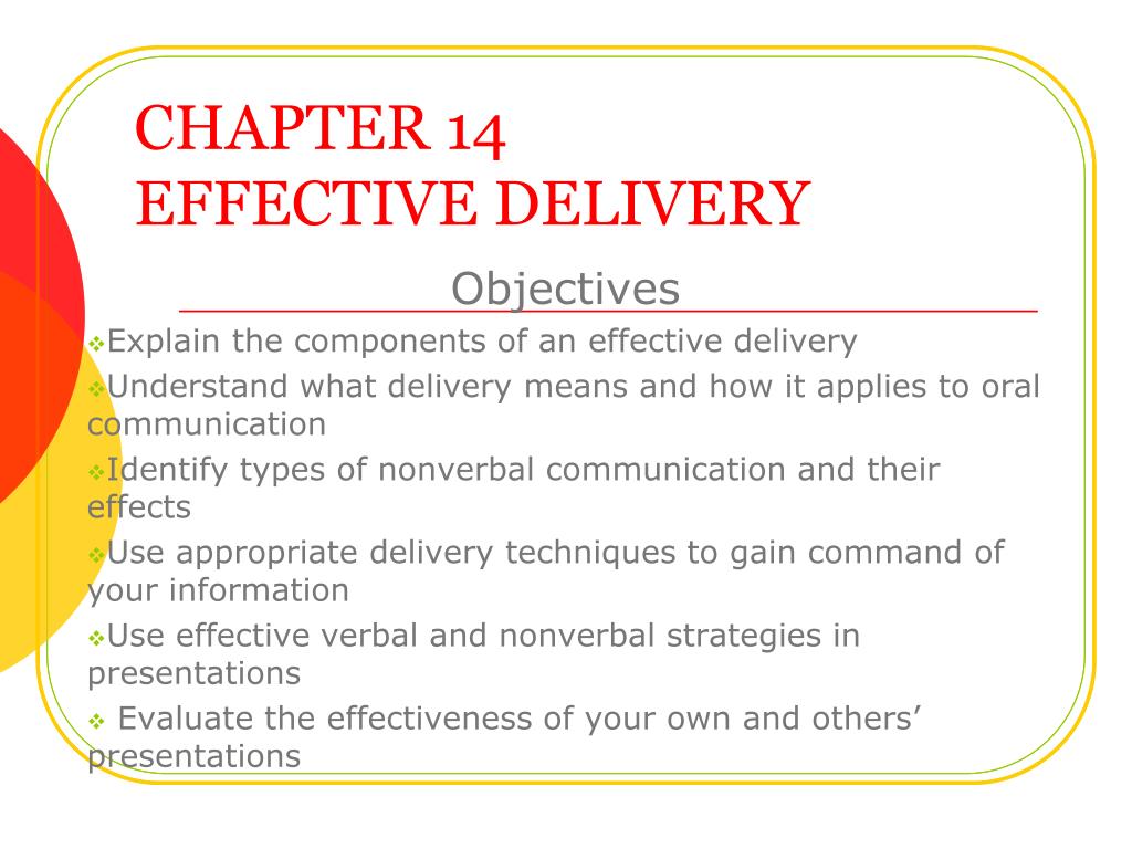 PPT - CHAPTER 14 EFFECTIVE DELIVERY PowerPoint Presentation, free ...