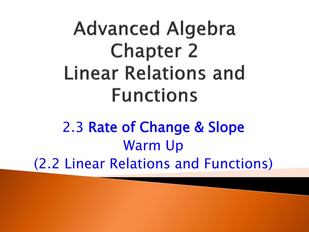 PPT - Advanced Algebra Chapter 2 Linear Relations and Functions ...