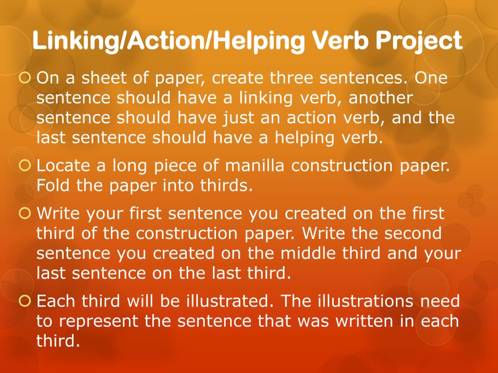 PPT - Linking/Action/Helping Verb Project PowerPoint Presentation, free ...