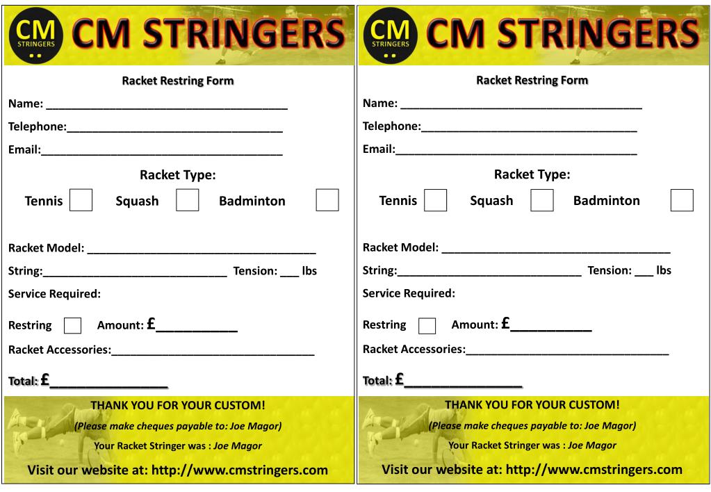 PPT - Racket Restring Form Name ...