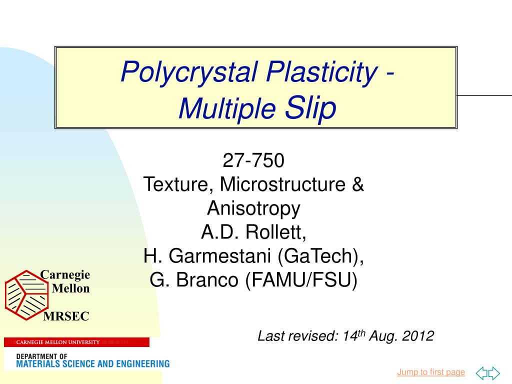 PPT - Polycrystal Plasticity - Multiple Slip PowerPoint Presentation ...