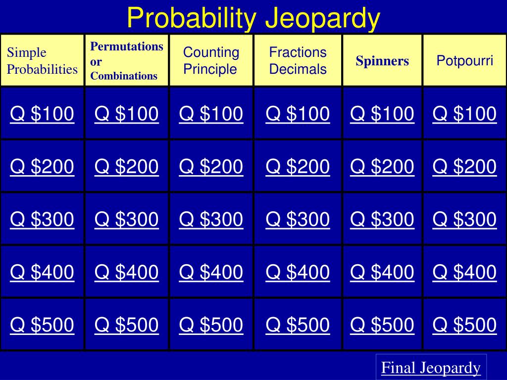 PPT - Probability Jeopardy PowerPoint Presentation, free download - ID ...
