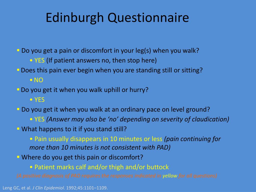 PPT - Edinburgh Claudication Questionnaire for PAD Diagnosis PowerPoint ...