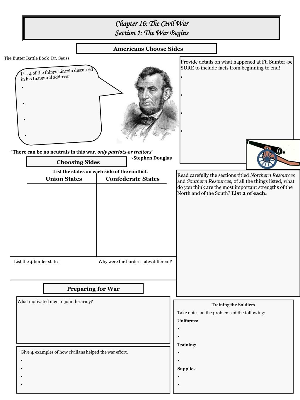 PPT - Chapter 16: The Civil War Section 1: The War Begins PowerPoint ...
