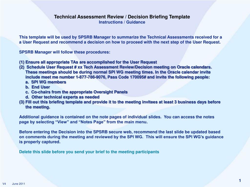 PPT - Technical Assessment Review / Decision Briefing Template ...