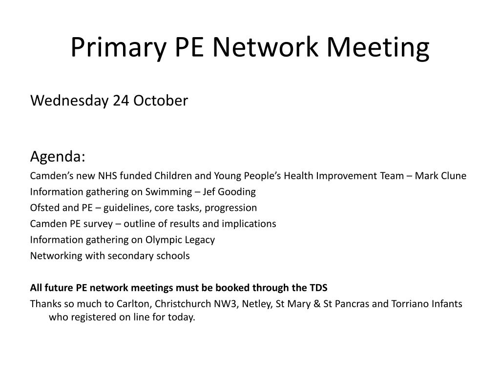 PPT - Primary PE Network Meeting PowerPoint Presentation, free download ...