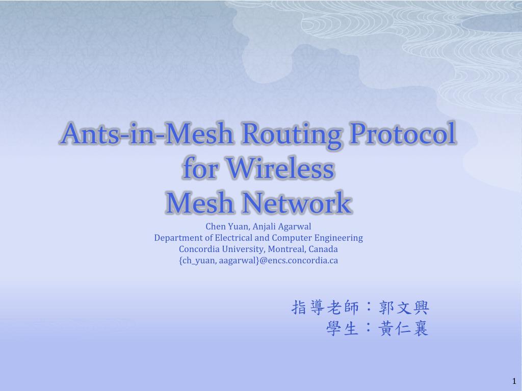PPT - Ants-in-Mesh Routing Protocol for Wireless Mesh Network ...