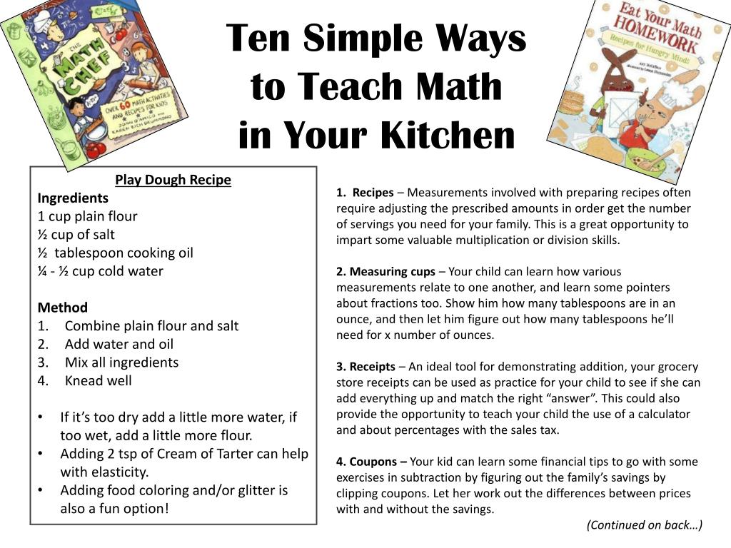 PPT - Ten Simple Ways to Teach Math in Your Kitchen PowerPoint ...