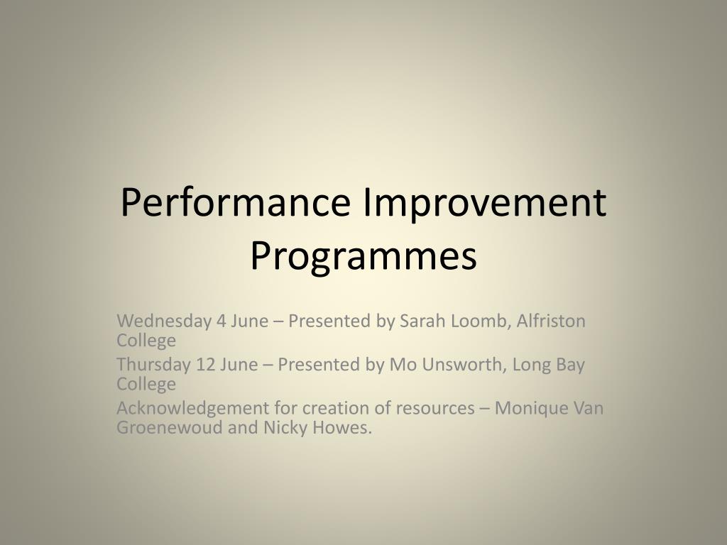 PPT - Performance Improvement Programmes PowerPoint Presentation, free ...