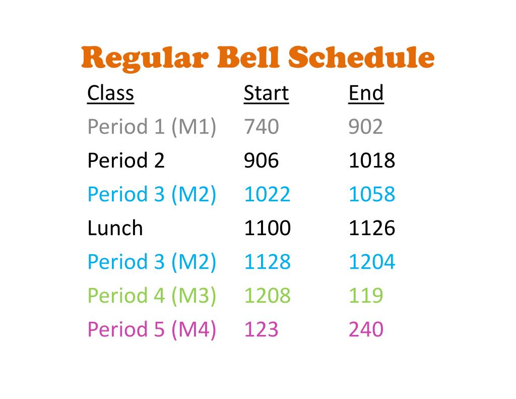 PPT - Regular Bell Schedule PowerPoint Presentation, free download - ID ...