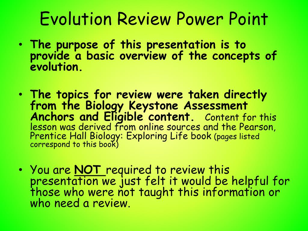 PPT - Evolution Review Power Point PowerPoint Presentation, free ...