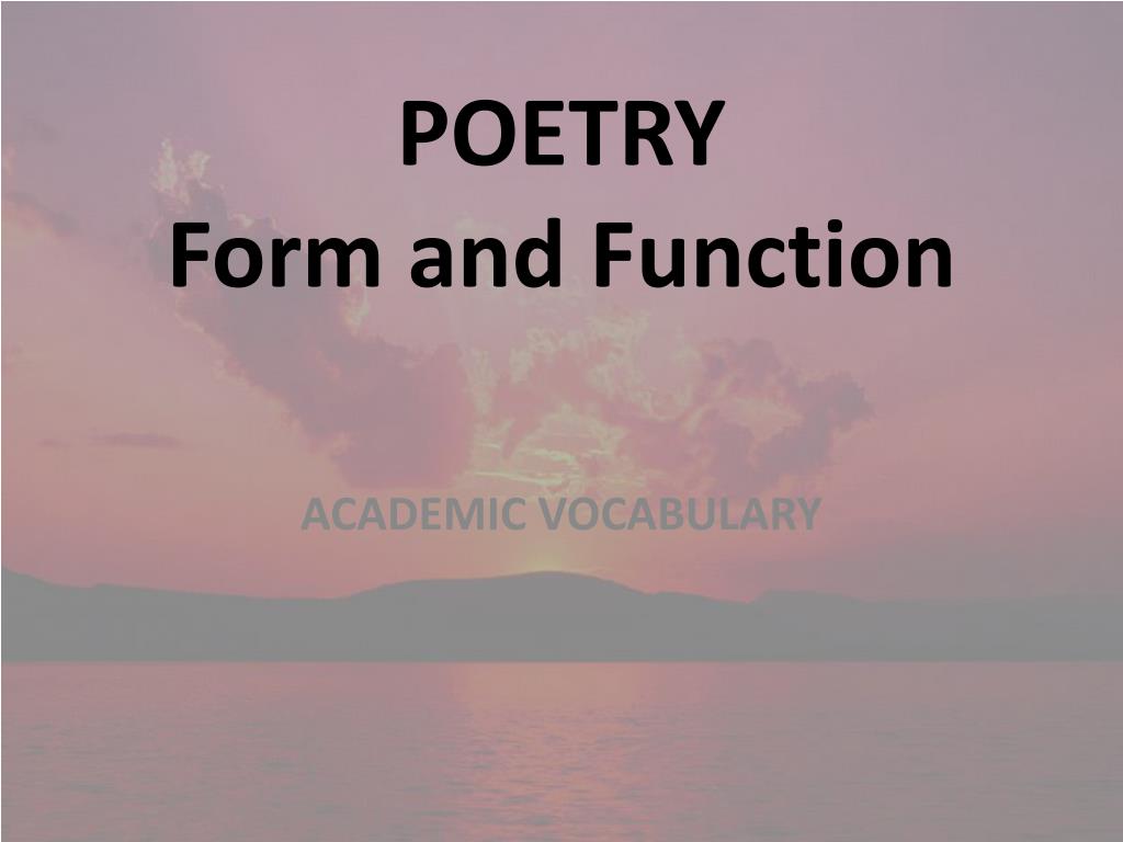 PPT - POETRY Form and Function PowerPoint Presentation, free download ...