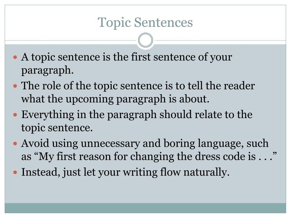 PPT - Topic Sentences PowerPoint Presentation, free download - ID:2124783