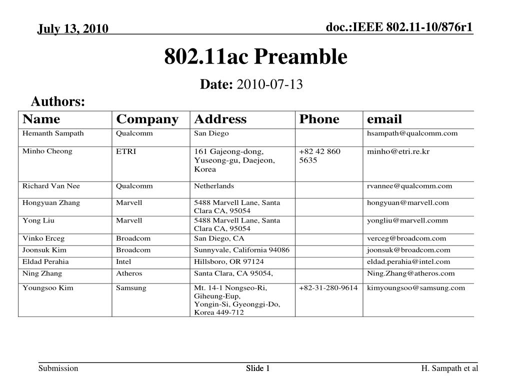 PPT - 802.11ac Preamble PowerPoint Presentation, free download - ID:2126969