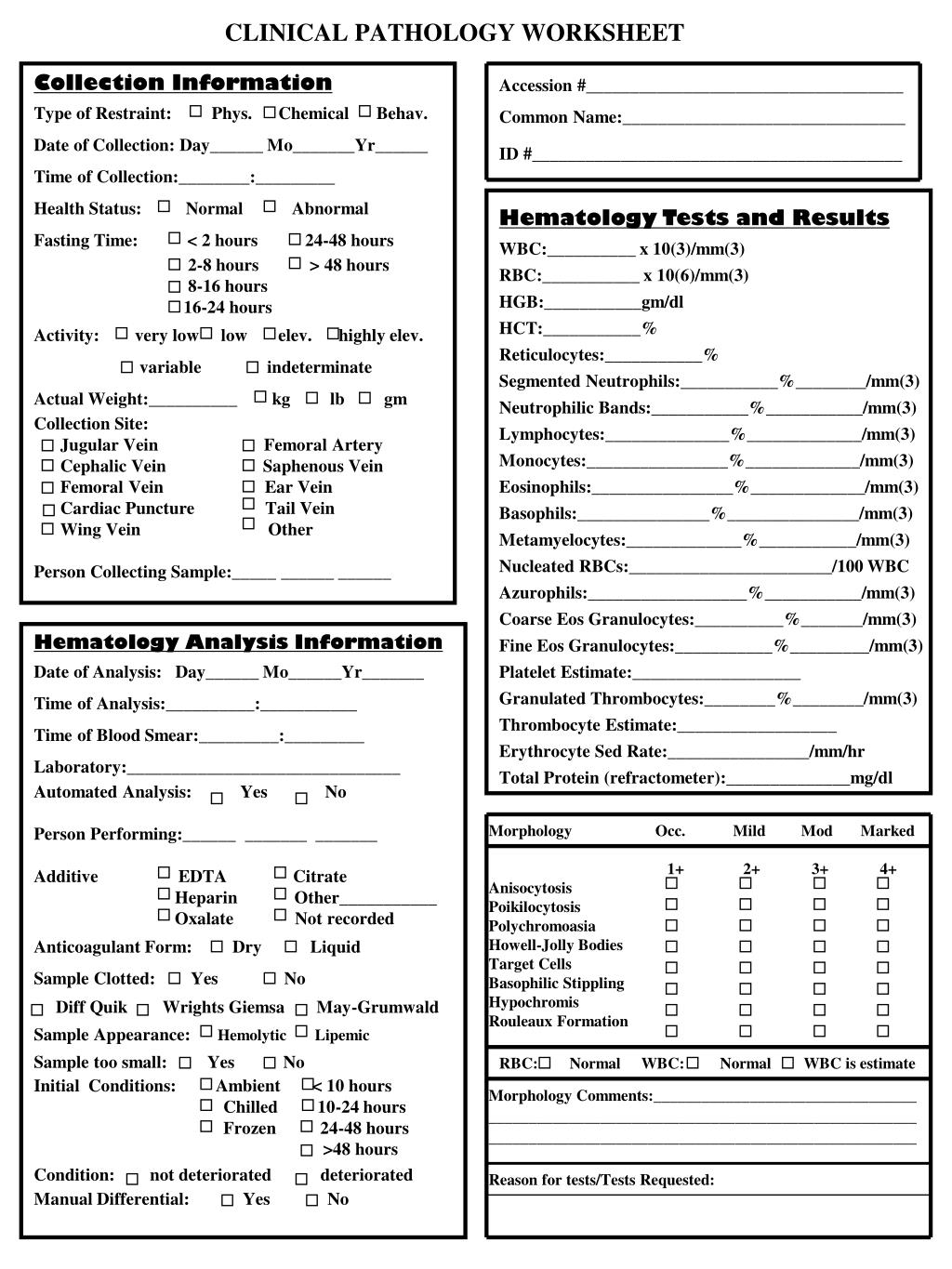 PPT - CLINICAL PATHOLOGY WORKSHEET PowerPoint Presentation, free ...