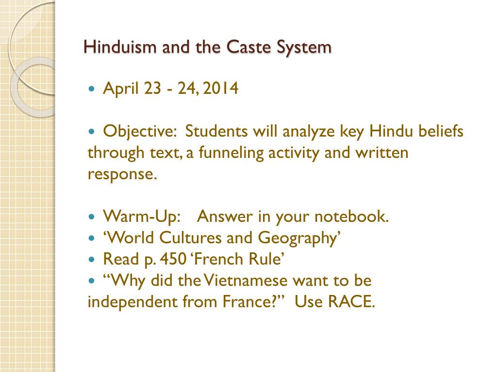 PPT - Hinduism and the Caste System PowerPoint Presentation, free ...