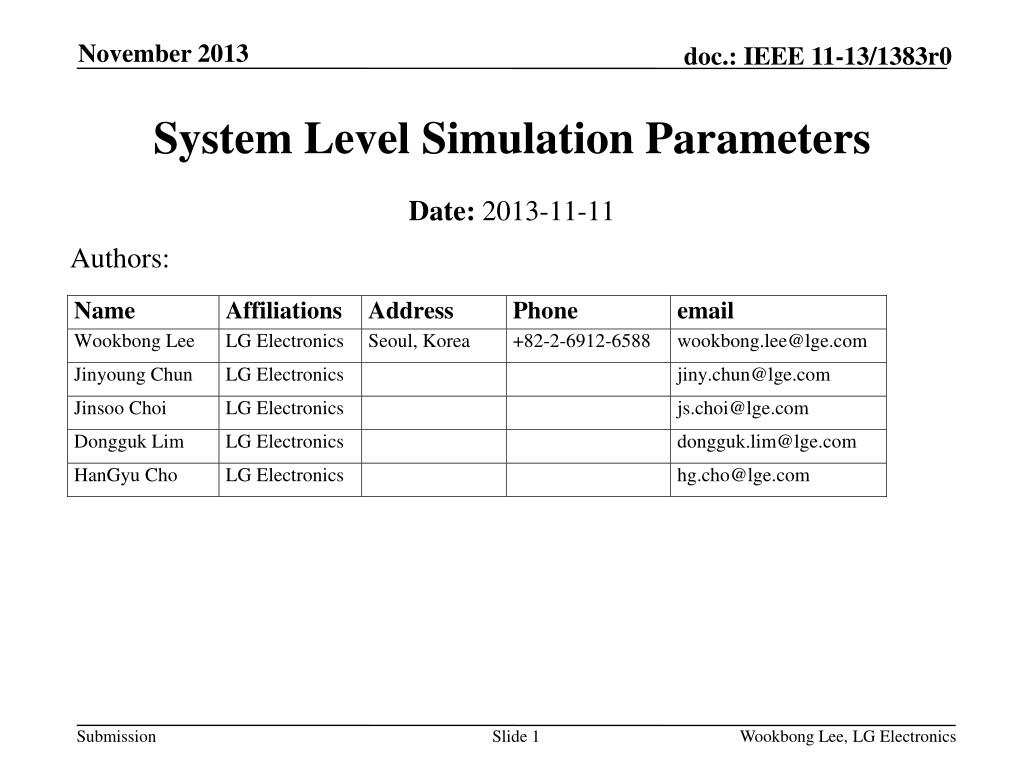 PPT - System Level Simulation Parameters PowerPoint Presentation, free ...