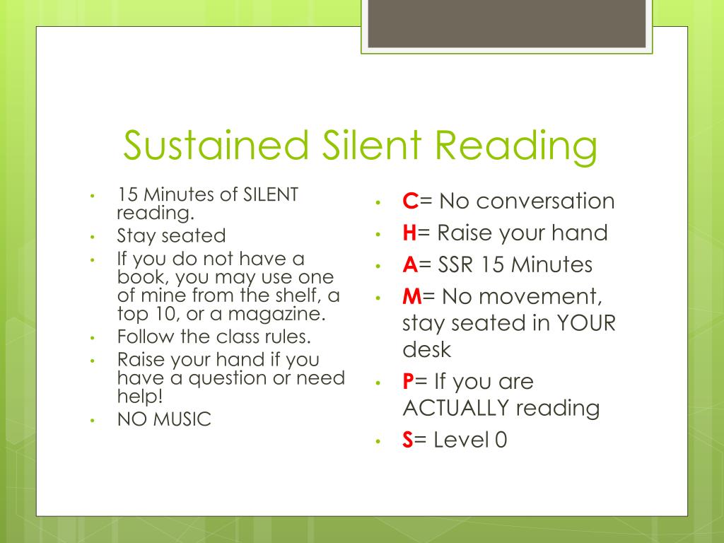 PPT - Sustained Silent Reading PowerPoint Presentation, free download ...