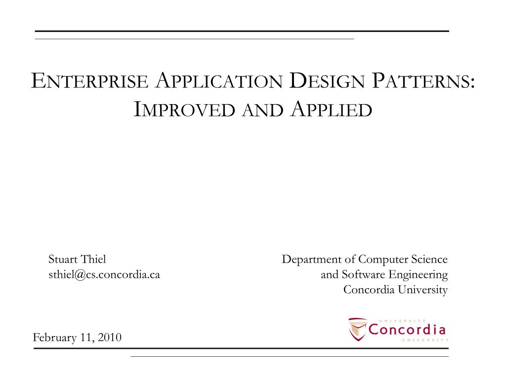PPT - Enterprise Application Design Patterns: Improved and Applied ...