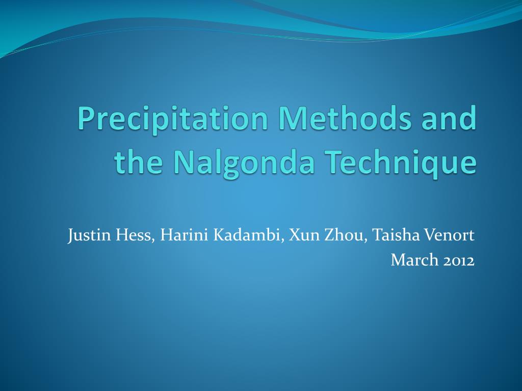 PPT - Precipitation Methods and the Nalgonda Technique PowerPoint ...