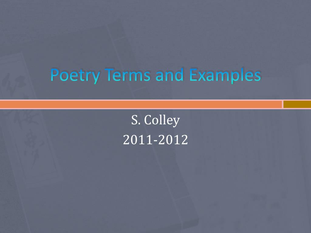 PPT - Poetry Terms and Examples PowerPoint Presentation, free download ...