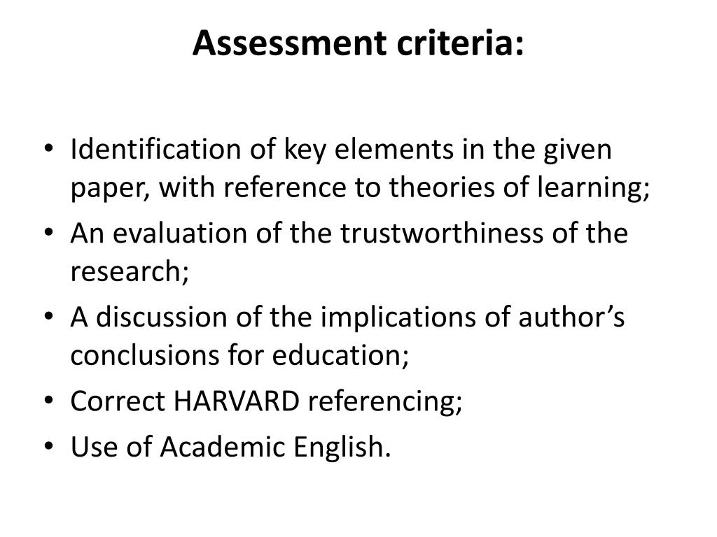 PPT - Assessment criteria: PowerPoint Presentation, free download - ID ...