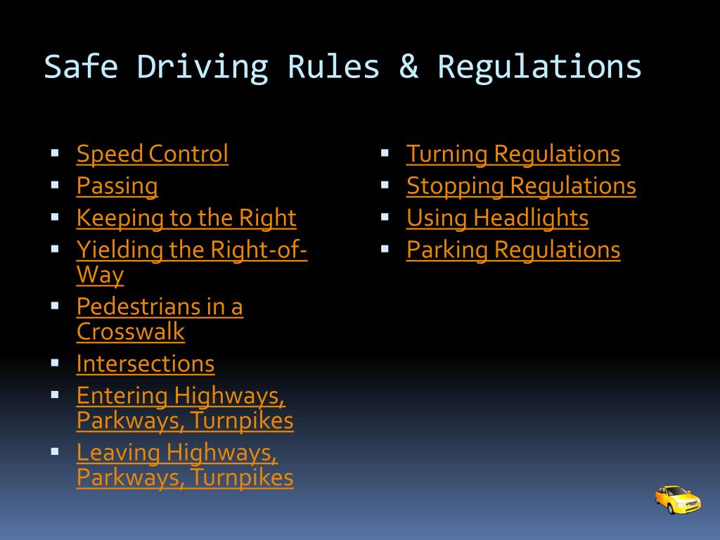 PPT - Safe Driving Rules & Regulations PowerPoint Presentation - ID:2180835