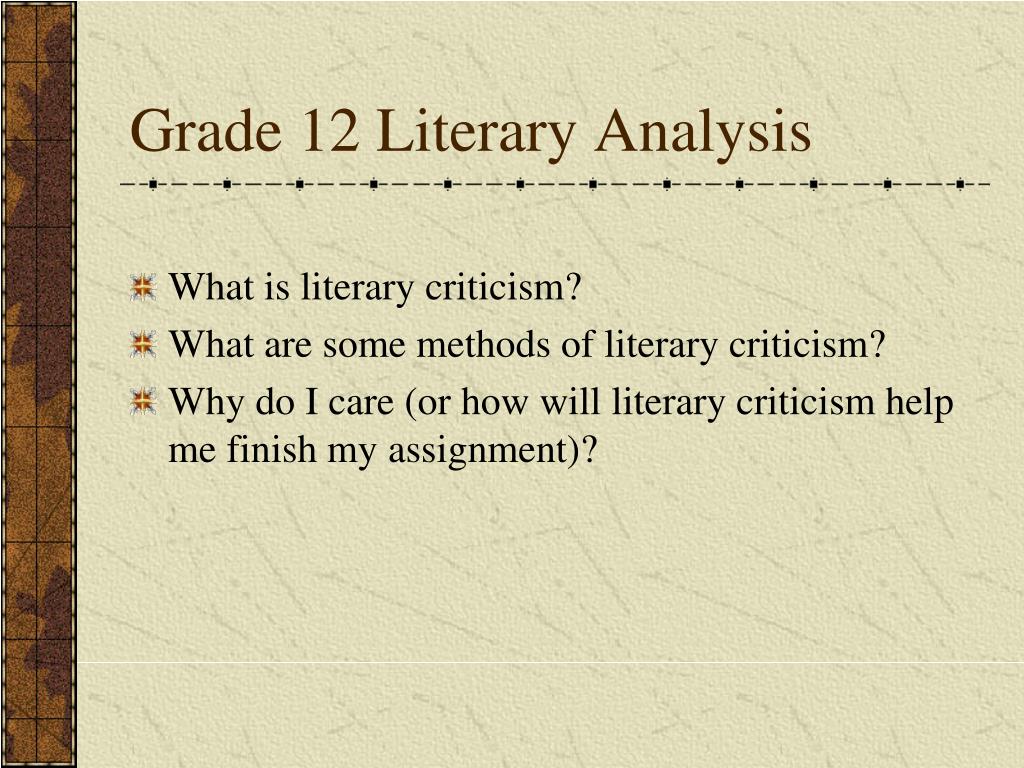 PPT - Grade 12 Literary Analysis PowerPoint Presentation, free download ...