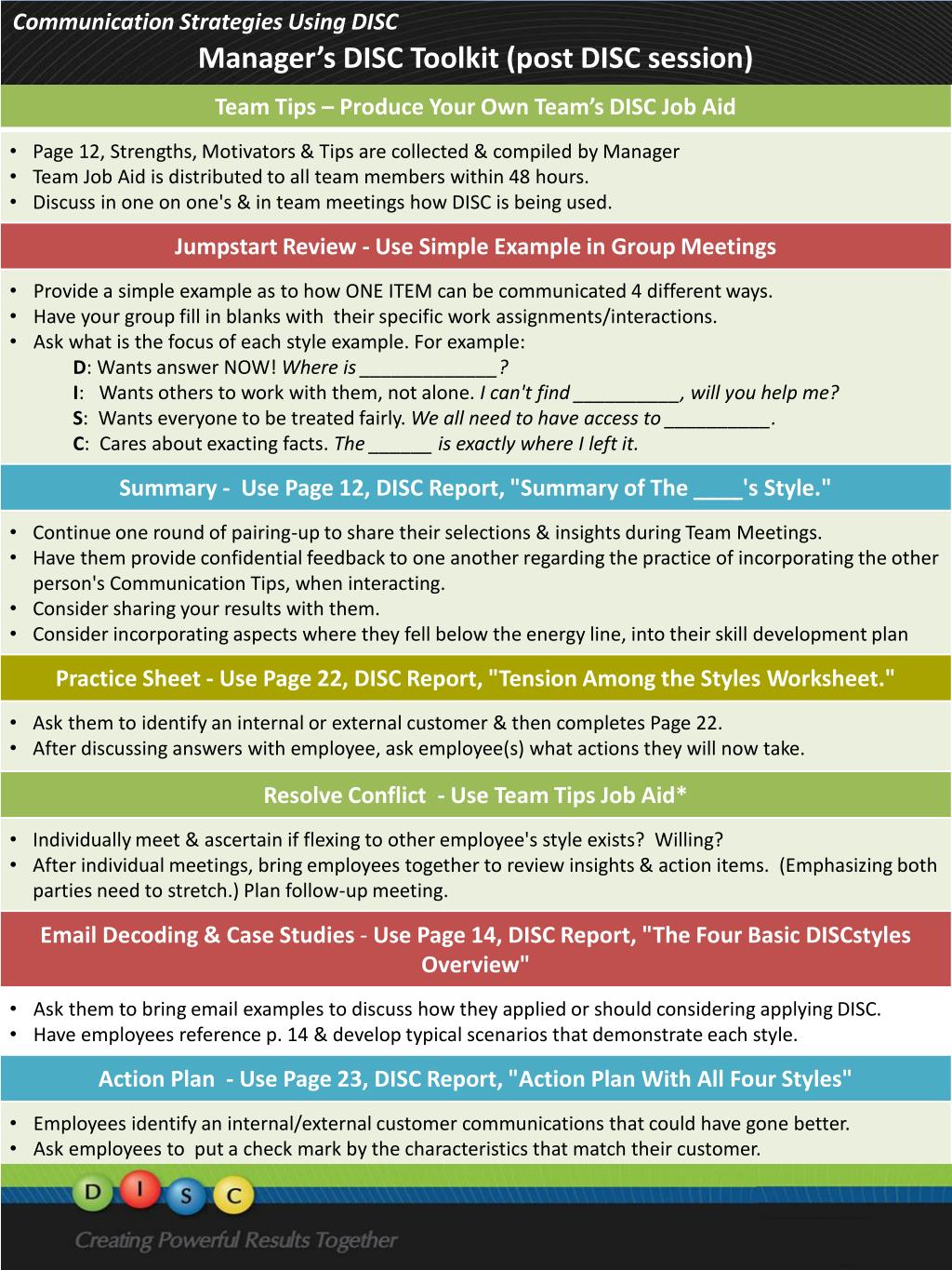 PPT - Manager’s DISC Toolkit (post DISC session) PowerPoint ...