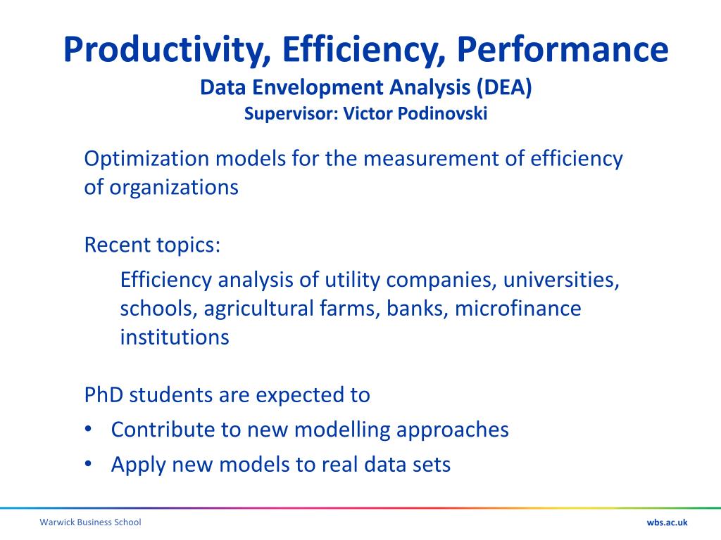 Ppt Productivity Efficiency Performance Data Envelopment Analysis