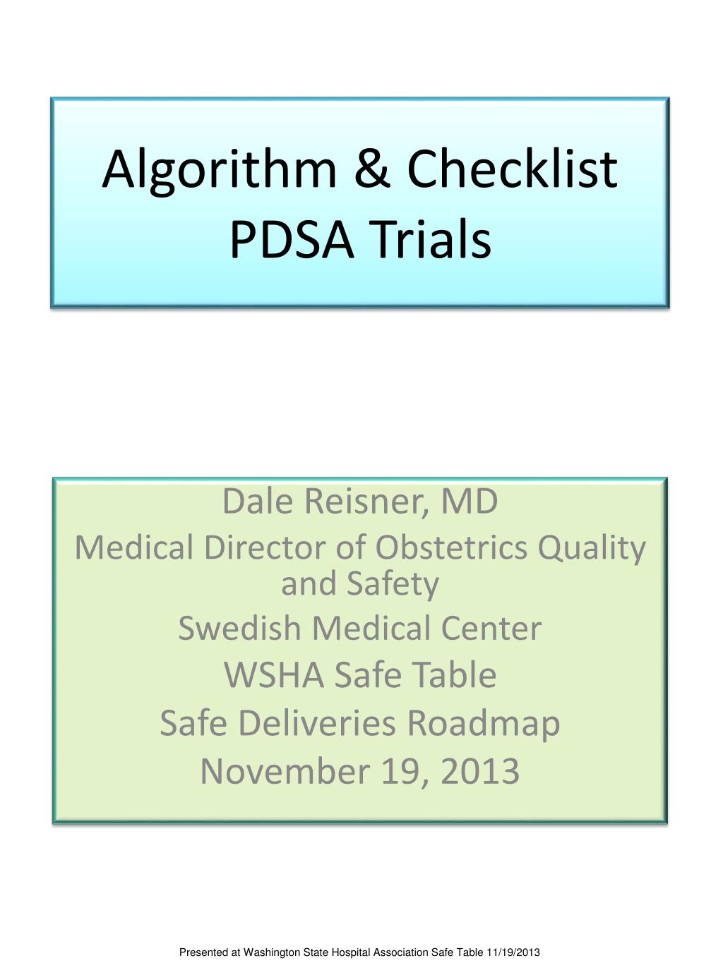 PPT - Algorithm & Checklist PDSA Trials PowerPoint Presentation - ID ...