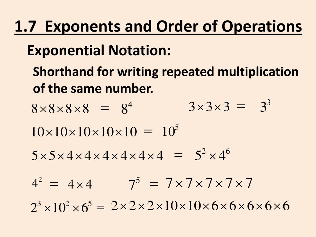 PPT - 1.7 Exponents and Order of Operations PowerPoint Presentation ...